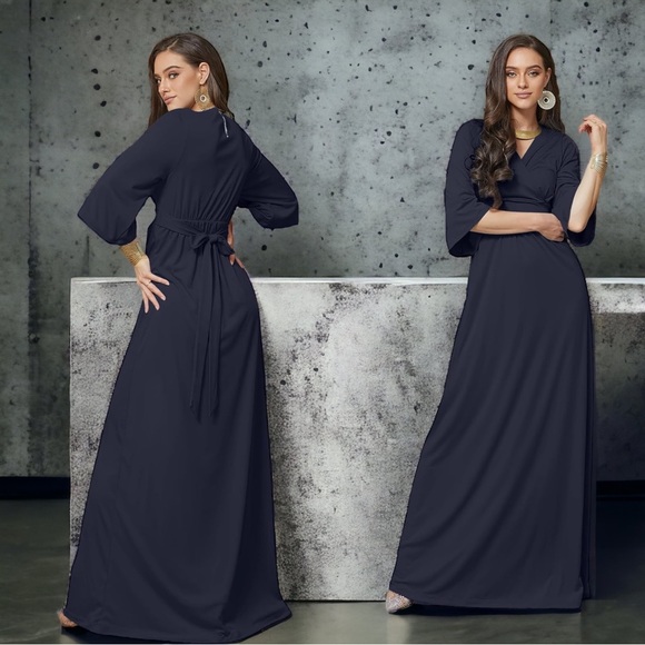 Koh Koh | Dresses | Koh Koh Kimono Sleeve Vneck Wrap Belted Empire Flowy Maxi Dress | Poshmark